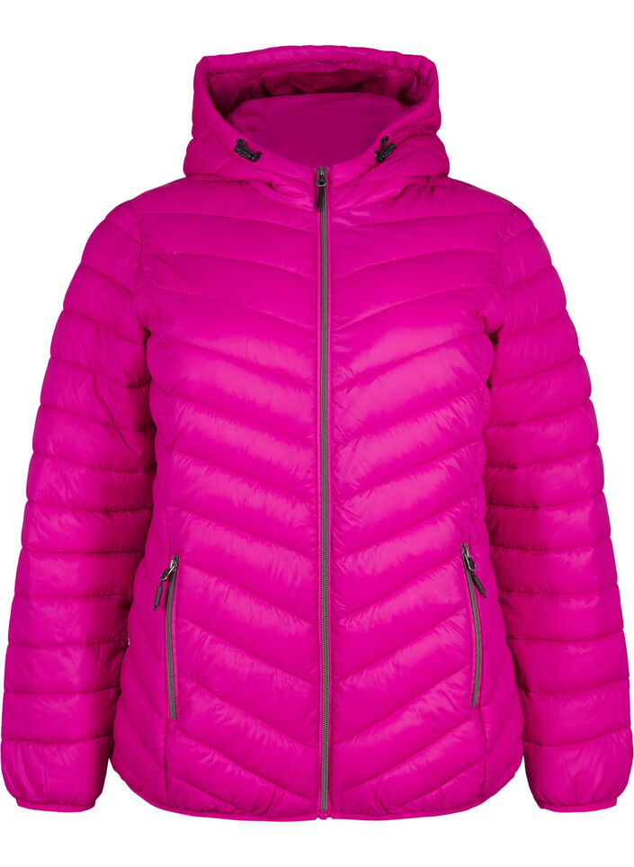 Lett jakke med hette - Rosa - Str. 40-64 - Zizzi