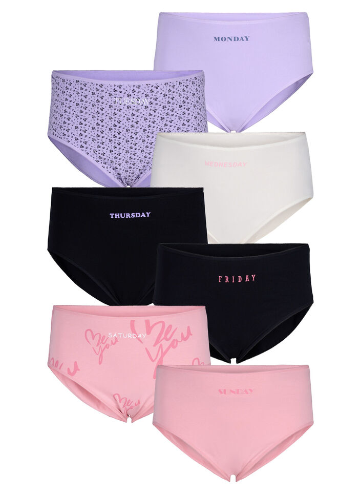7-pack truse med vanlig midje - Lilla - Str. 40-64 - Zizzi