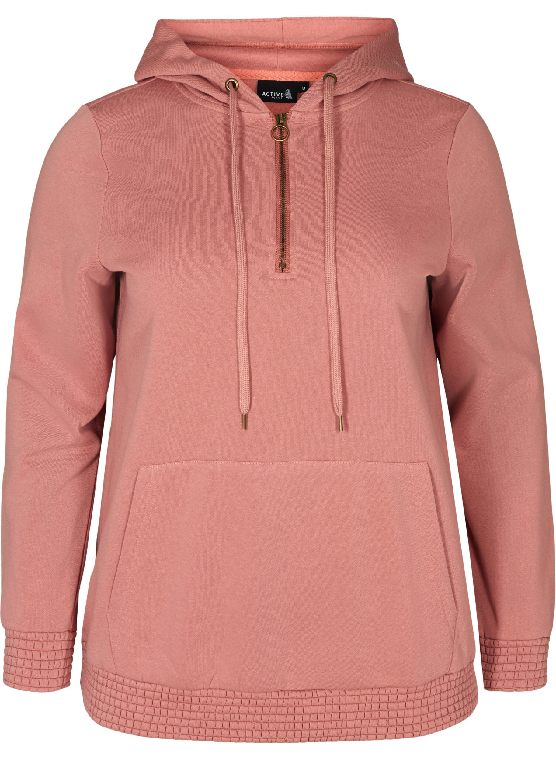 Hettegenser med lomme - Rosa - Str. 42-60 - Zizzi