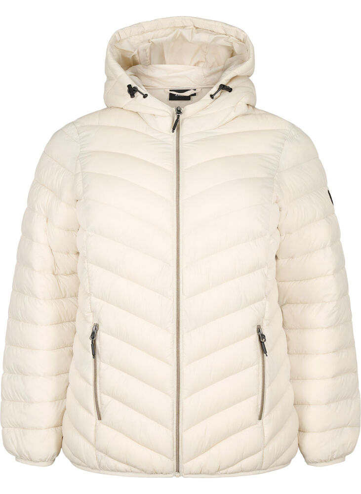 Lettvektsjakke med hette - Beige - Str. 42-60 - Zizzi